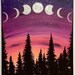 Original Acrylic Painting Sunset Moon Phases Clouds Astrology Forest ...