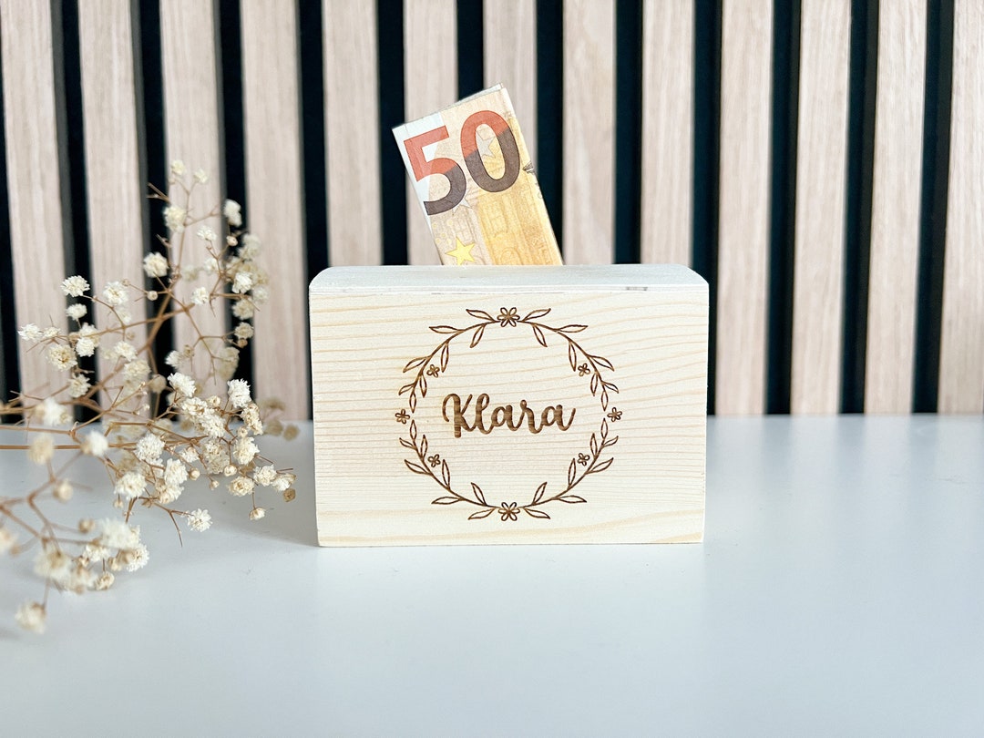 Personalized Money Box, Wooden Money Box, Money Box With Name, Wooden ...