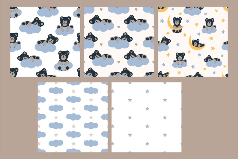 Bear Digital Paper Baby Digital Paper Cute Bear Seamless | Etsy