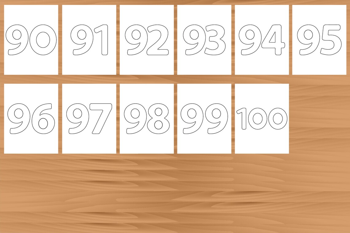 From 0 to 100 Numbers 123 Coloring Cards Printable Coloring Pages Learn ...