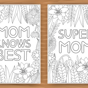 Mom Coloring Cards, 5 Coloring Pages, Mothers Day Cards, Coloring ...