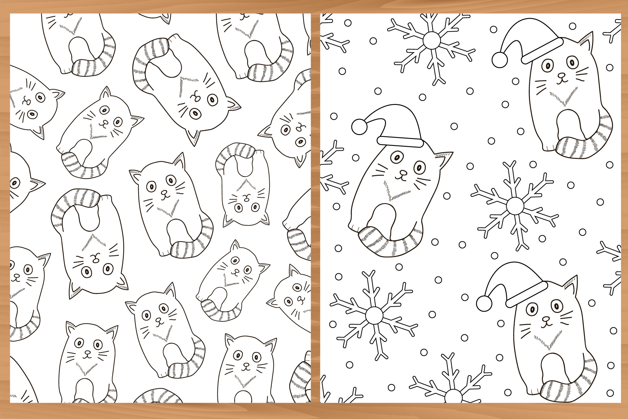 14 Printable Coloring Pages With Cats Coloring Cat Set Greeting Cards ...