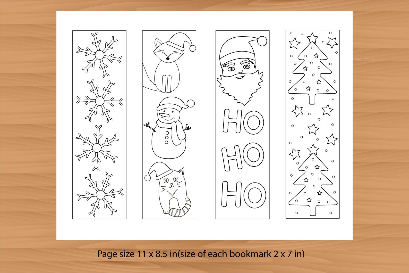 Collection of 4 Coloring Bookmarks. Winter and Christmas - Etsy