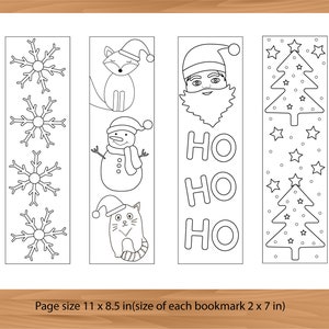 Collection of 4 Coloring Bookmarks. Winter and Christmas Holiday ...