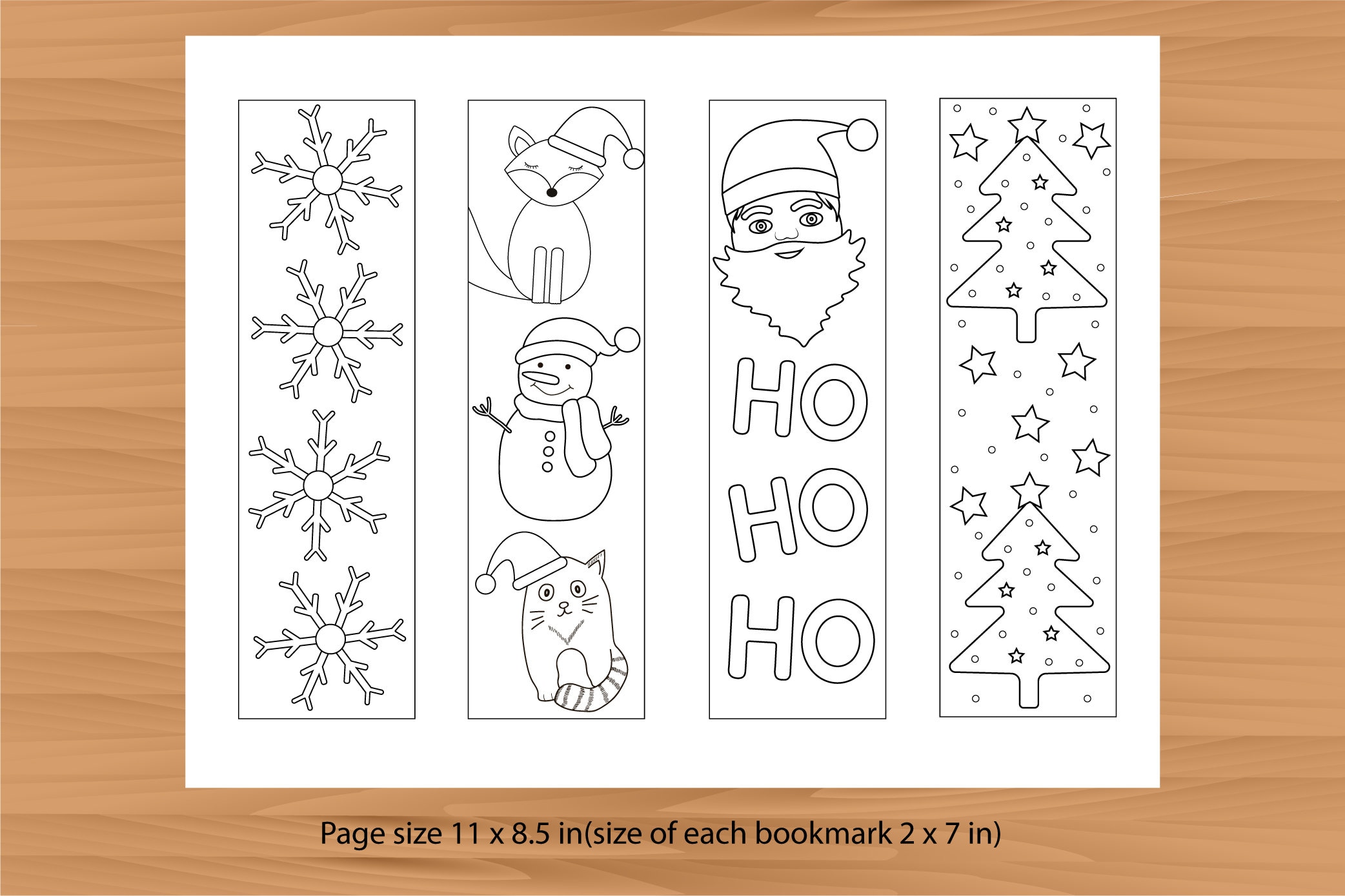 Collection of 4 Coloring Bookmarks. Winter and Christmas Holiday ...