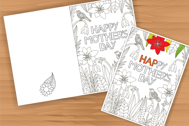 Mother's Day Coloring Cards, 3 Card Templates, Mothers Day Cards ...