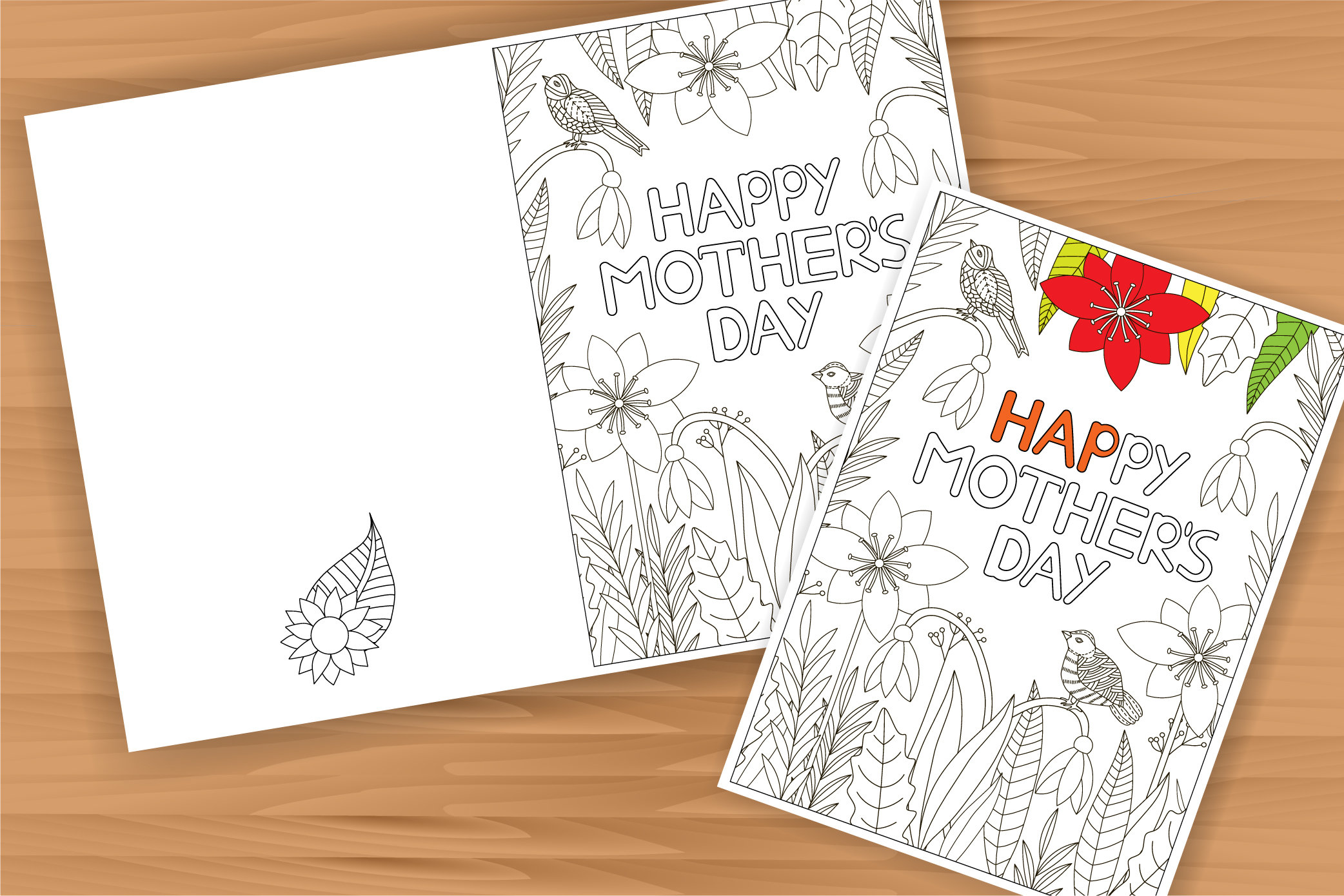 Mother's Day Coloring Cards, 3 Card Templates, Mothers Day Cards ...