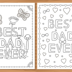 Father's Day - Greeting Cards - Coloring Cards -4 Printable Coloring ...