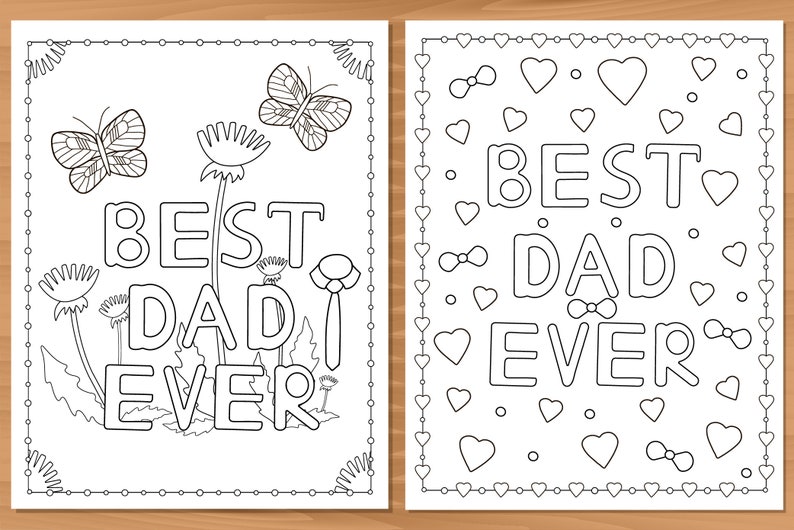 Father's Day - Greeting Cards - Coloring Cards -4 Printable Coloring ...