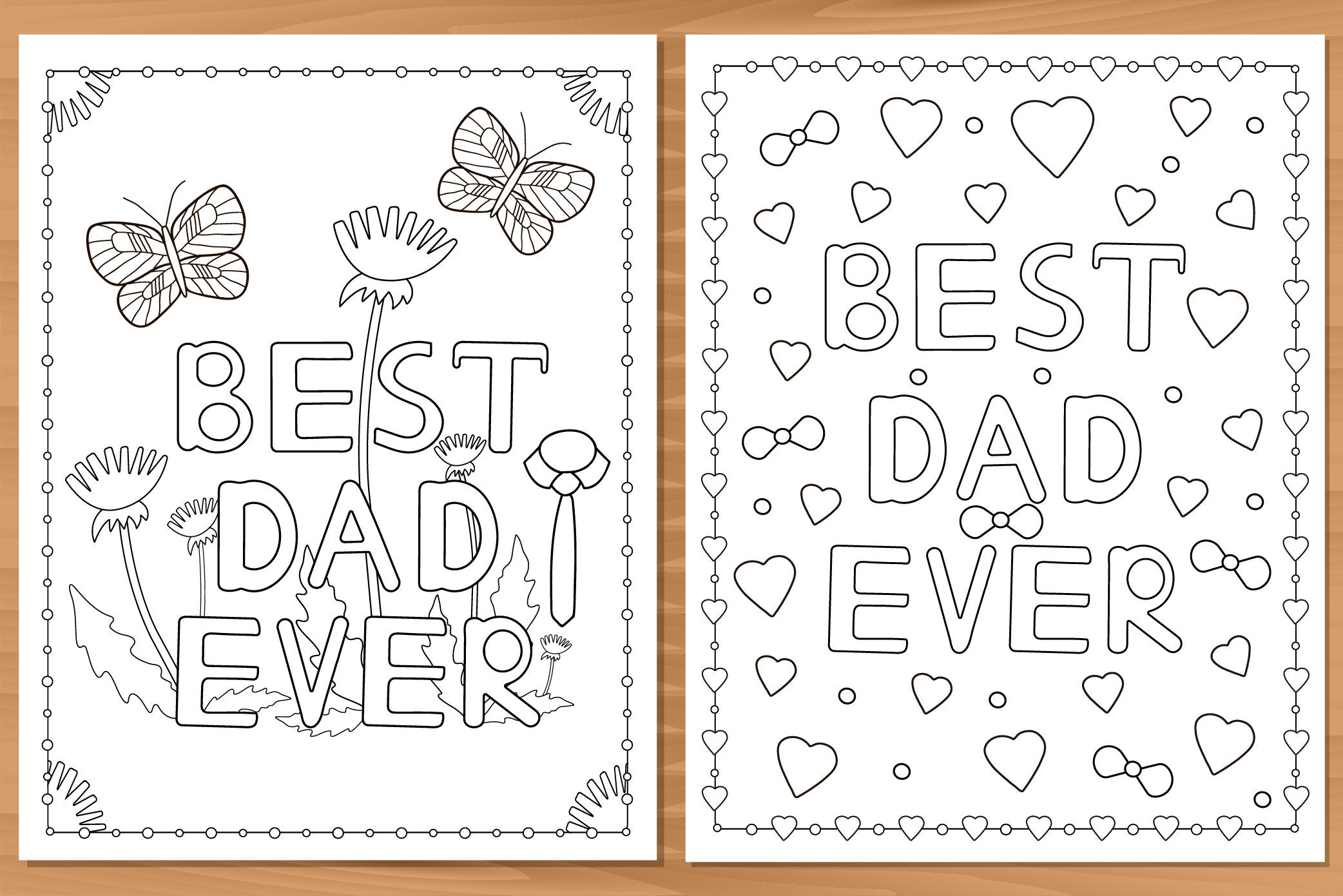 Father's Day - Greeting Cards - Coloring Cards -4 Printable Coloring ...