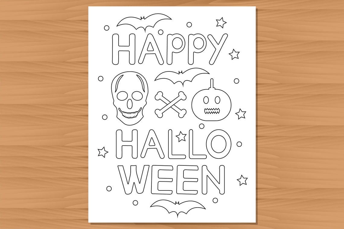 Halloween Coloring Pages 5 Digital Coloring Prints - Etsy