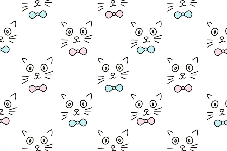 Cat Digital Paper, Cat Pattern, Kitten Patterns, Cute Seamless ...