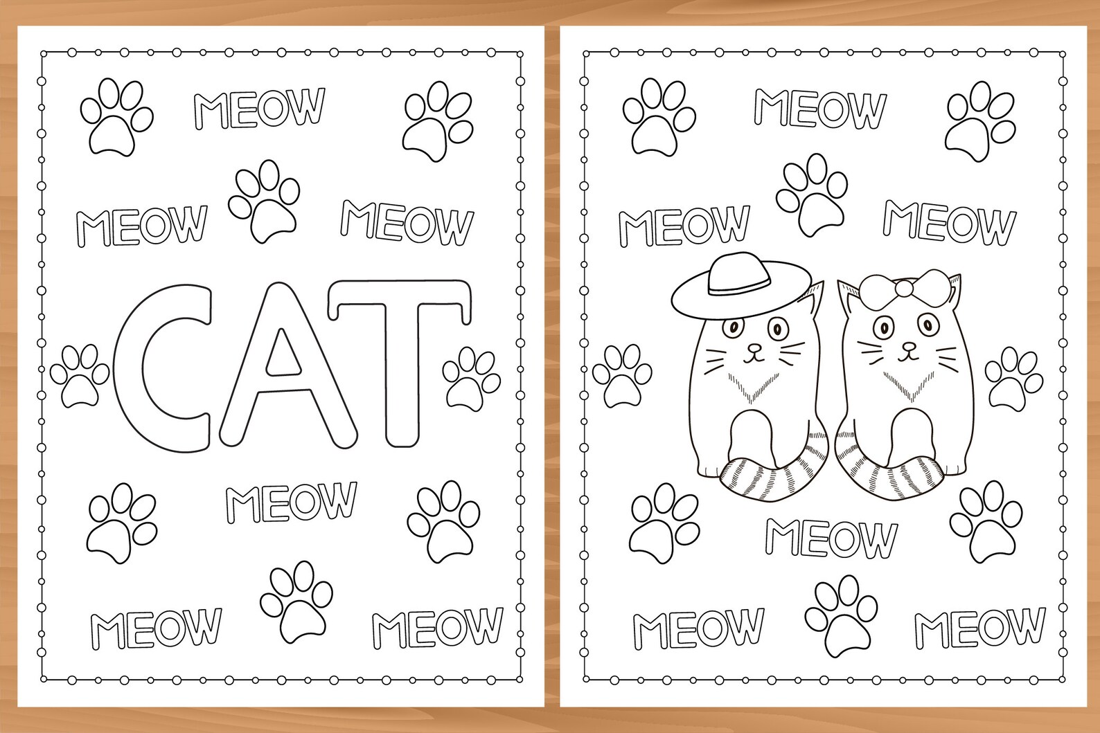 14 Printable Coloring Pages With Cats Coloring Cat Set Greeting Cards ...