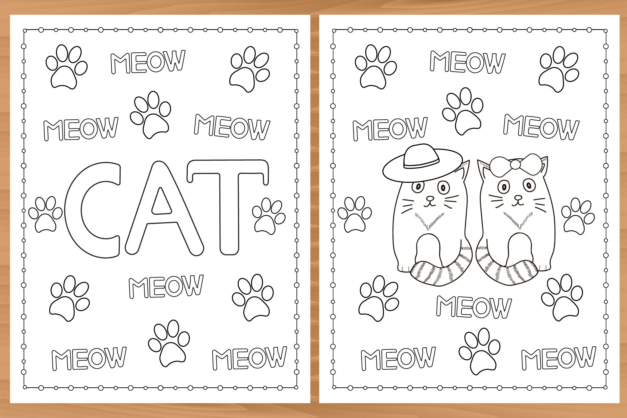 14 Printable Coloring Pages With Cats Coloring Cat Set Greeting Cards ...