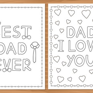 Father's Day - Greeting Cards - Coloring Cards -4 Printable Coloring ...