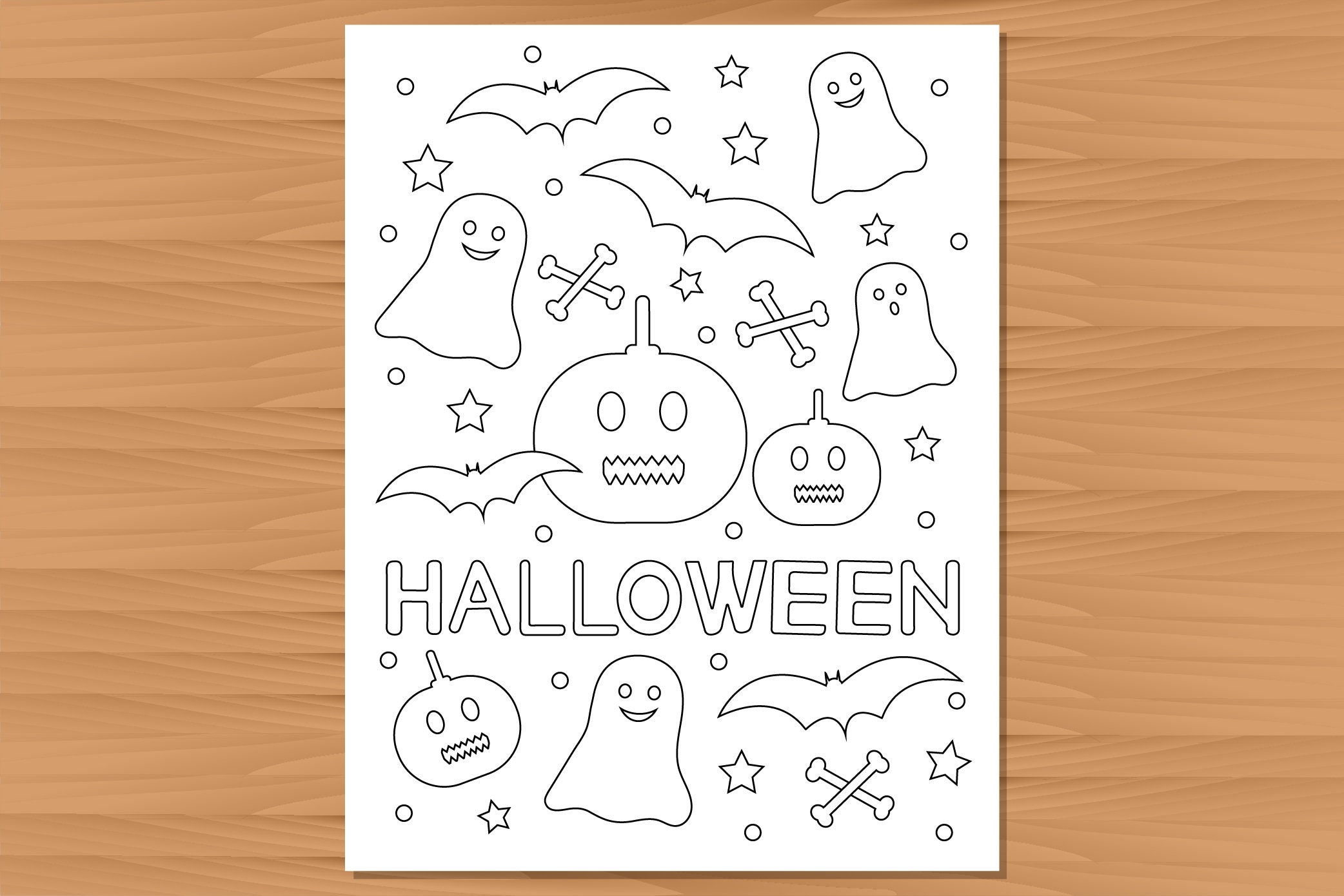 Halloween Coloring Pages 5 Digital Coloring Prints - Etsy