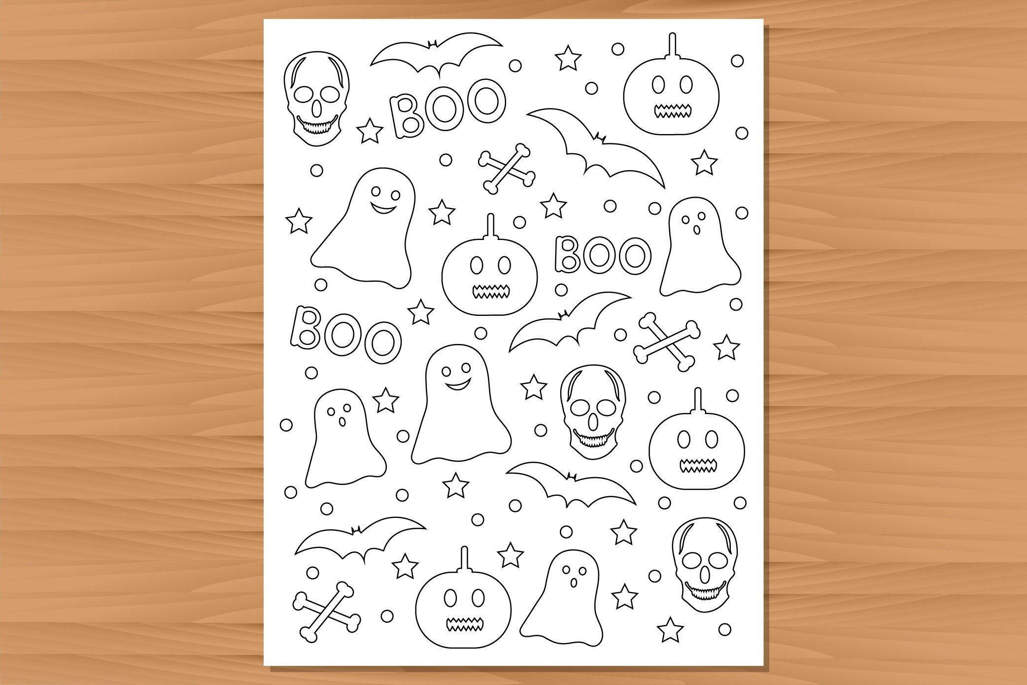 Halloween Coloring Pages 5 Digital Coloring Prints - Etsy