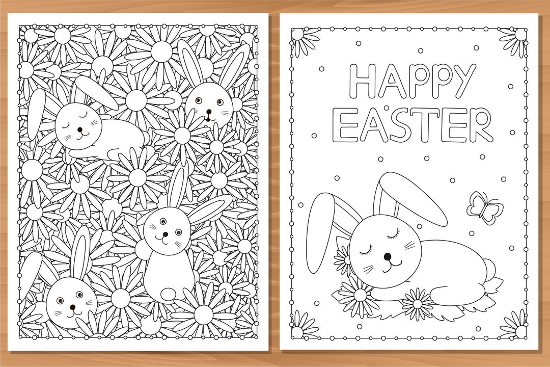 Spring Coloring Pages Easter Coloring Pages Bunny Coloring - Etsy