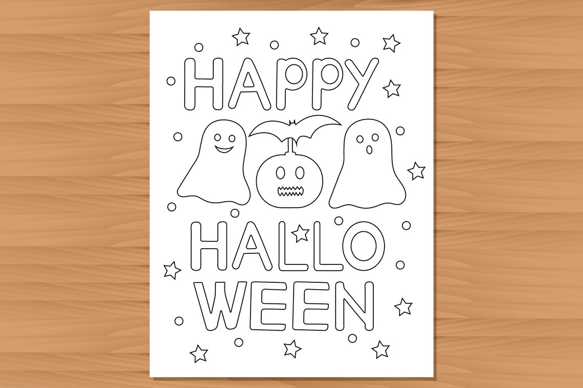 Halloween Coloring Pages 5 Digital Coloring Prints - Etsy