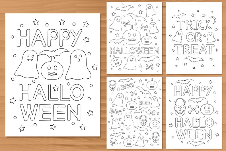 Halloween Coloring Pages 5 Digital Coloring Prints Printable Colouring ...