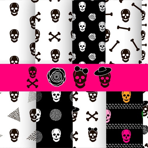 Vintage Skulls Digital Paper Seamless Skull Patterns and - Etsy