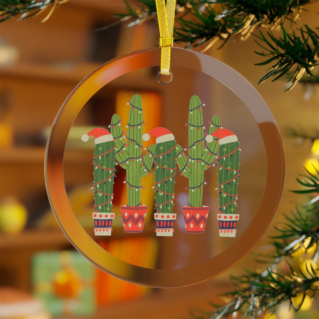 Cactus Christmas Ornament: Clear Glass Holiday Decor - Etsy