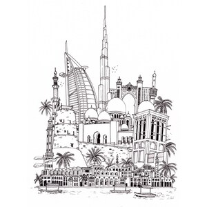 A4 Dubai Illustration Print - Etsy