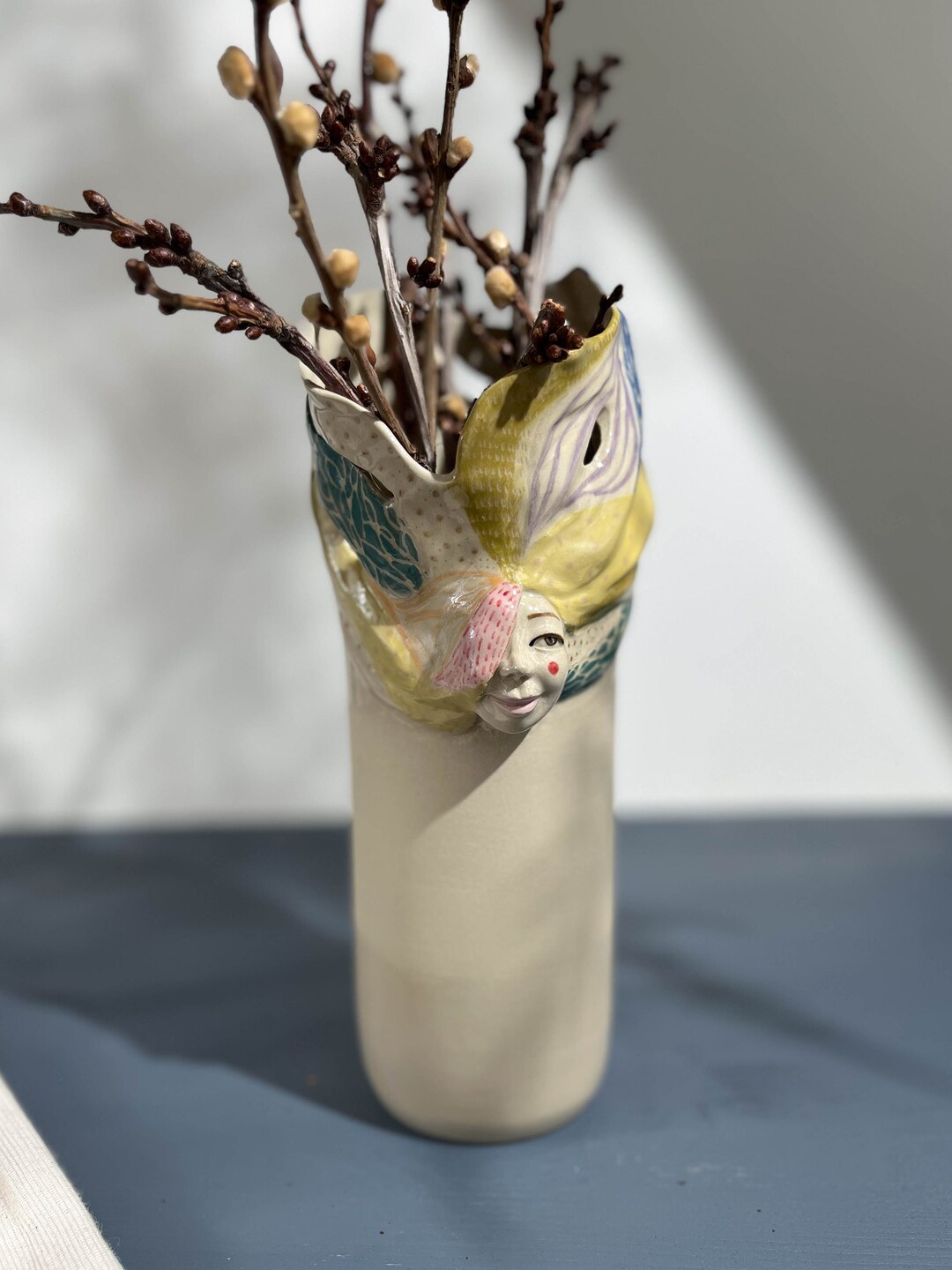 Unique Female Face Vase, Handmade Ceramic and Multicolor Pattern ...