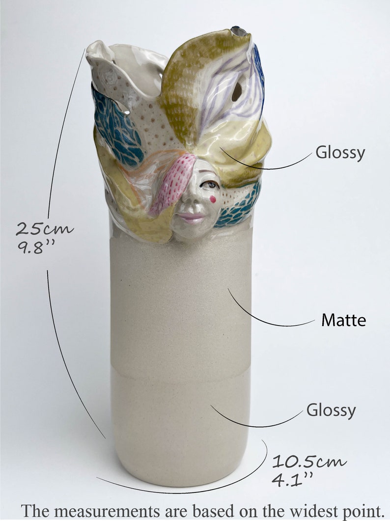 Unique Female Face Vase, Handmade Ceramic and Multicolor Pattern ...
