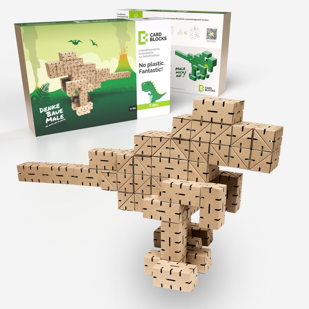 CARDBLOCKS T-REX and More... Set of 50 Eco-friendly Cardboard Building ...