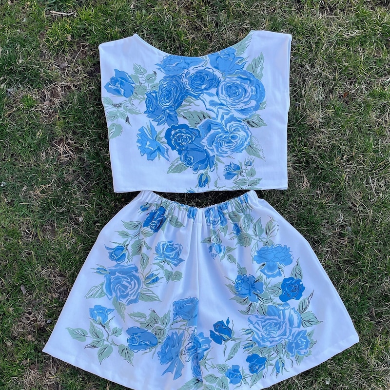 Vintage Two Piece Set Blue - Etsy UK