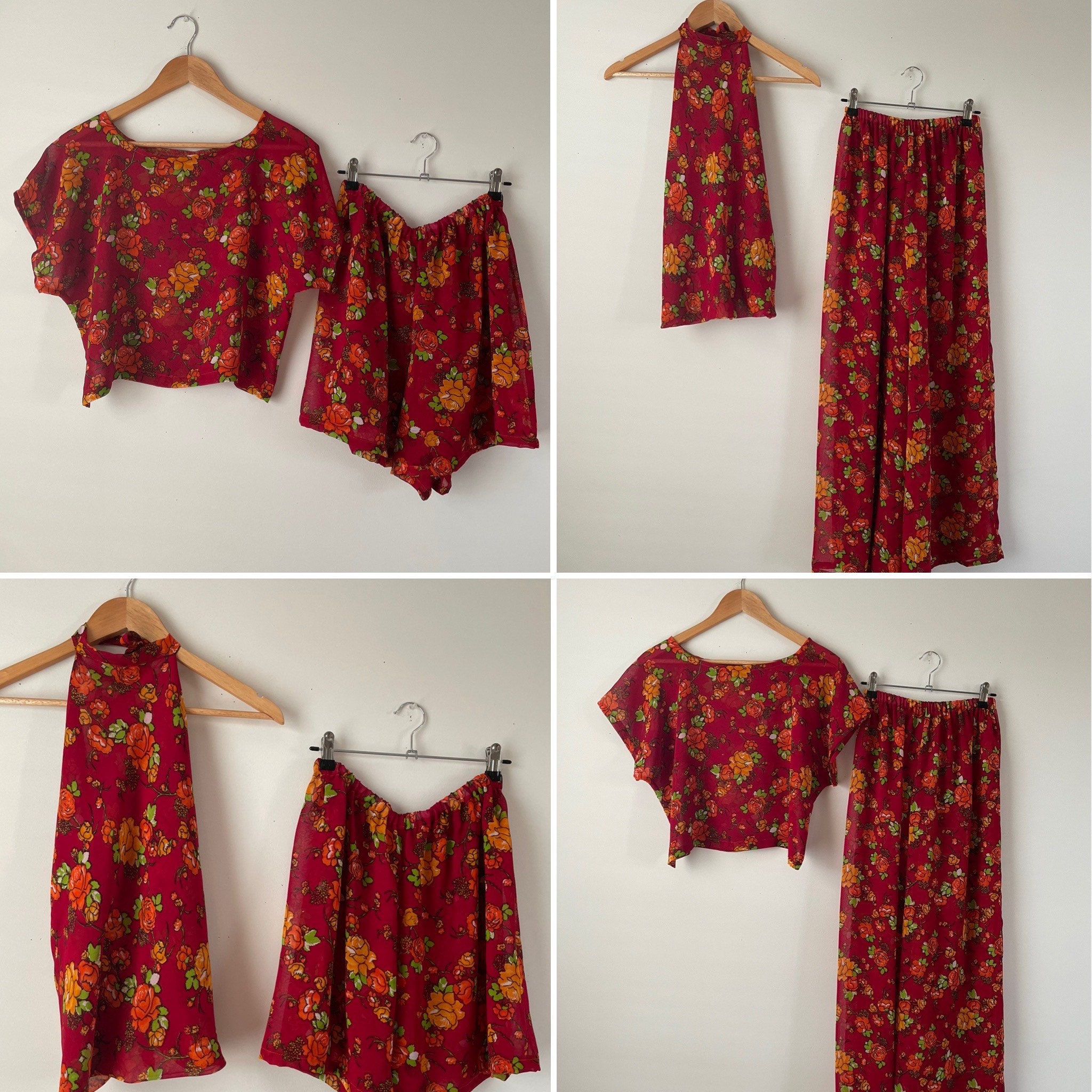 Retro Two Piece Set / Vintage Floral Two Piece / Matching Two Piece ...