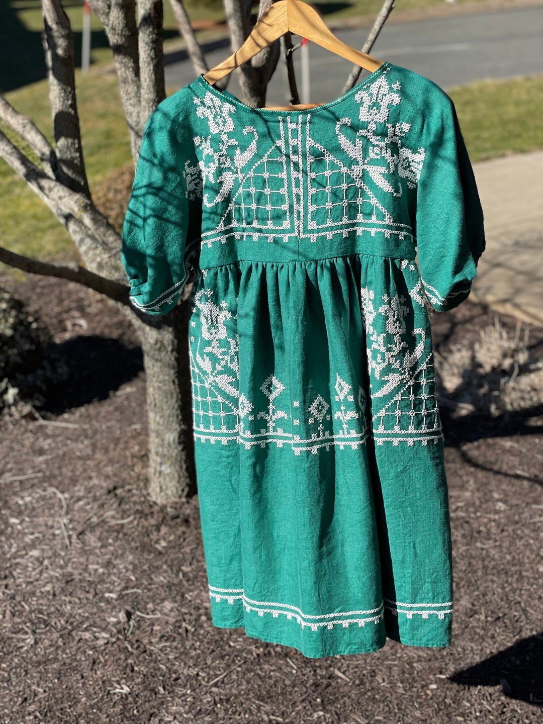 Linen Embroidered Dress / Repurposed Dress / One off Dress / Slow ...