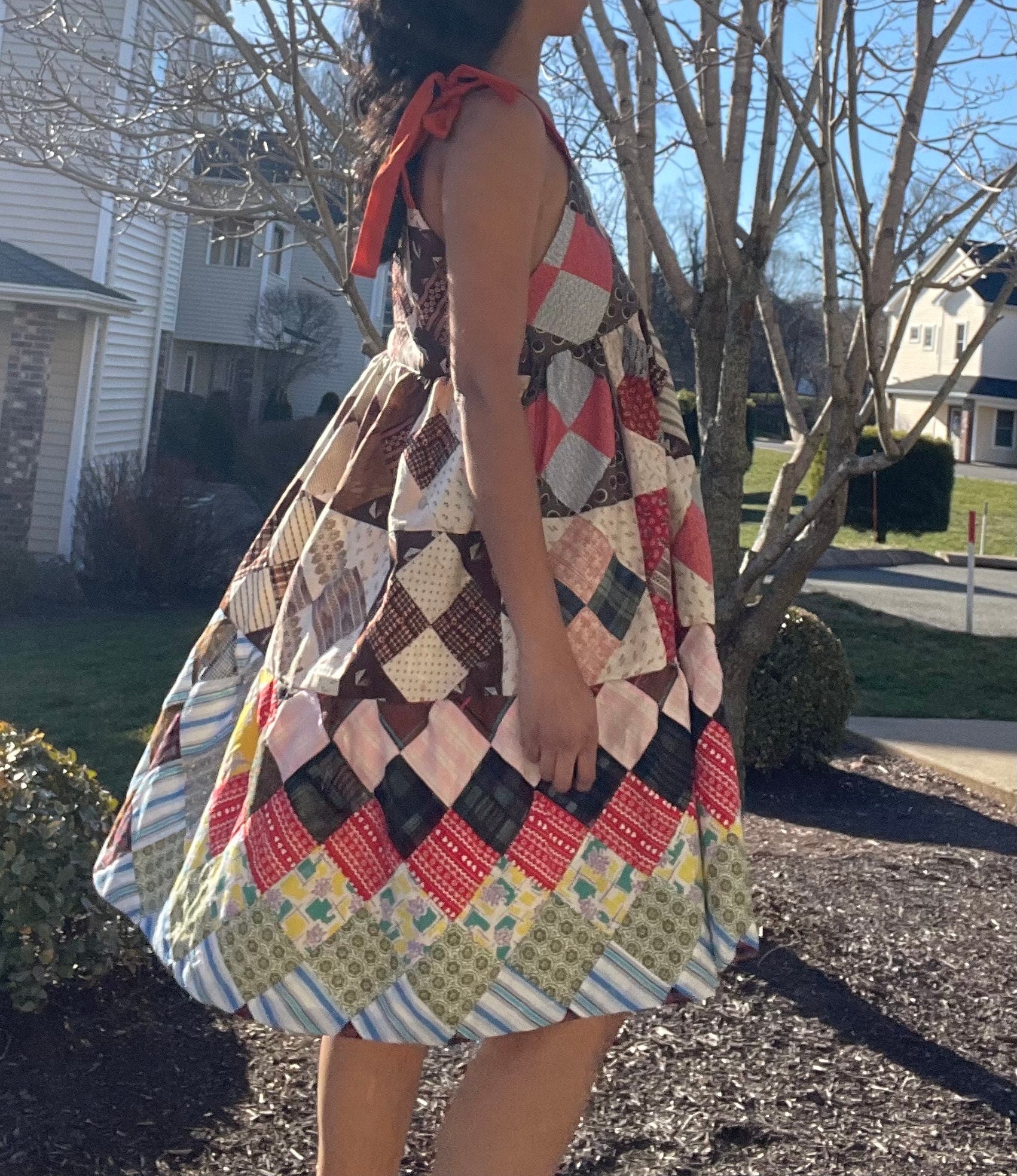 Patchwork Sundress / Halter Dress / Quilt Top Dress / Handmade Slow ...