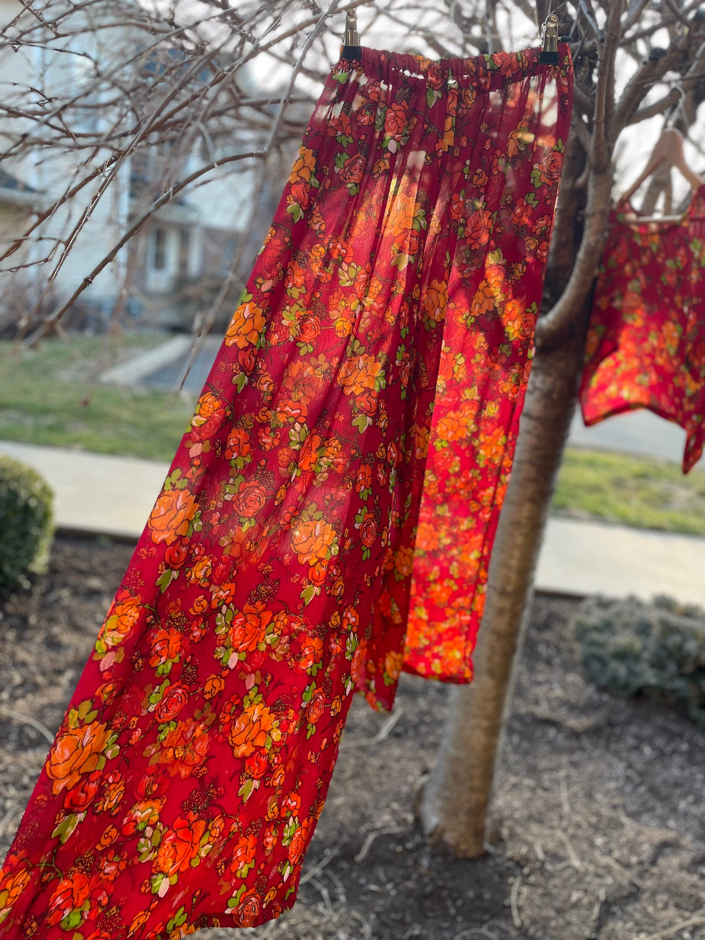 Retro Two Piece Set / Vintage Floral Two Piece / Matching Two Piece ...