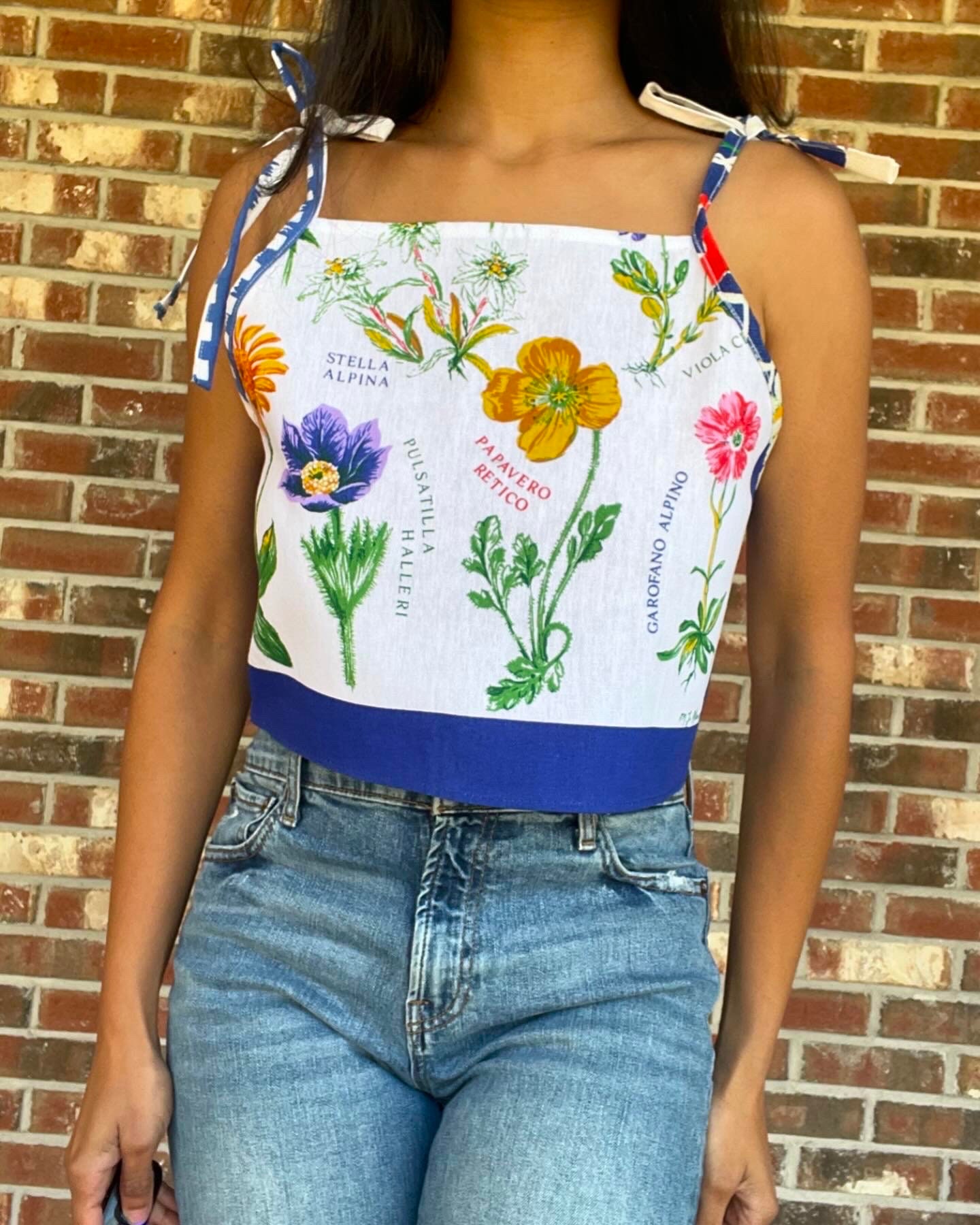 Linen Printed Crop Top / One off Top / Slow Fashion / XXS to S - Etsy