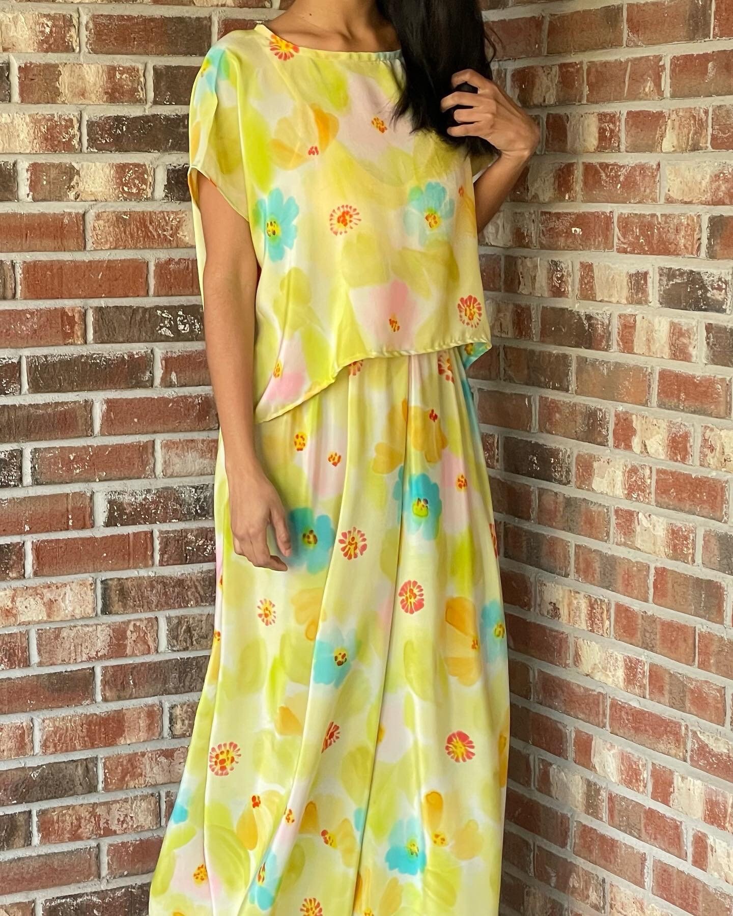 Silk Floral Co-ord Set / Pastel Silk Set / Silk Palazzo Set / One off ...
