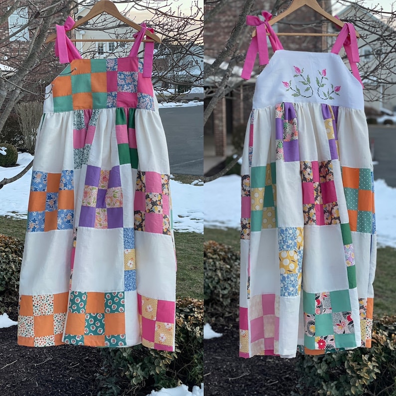 Patchwork Dress / Upcycled Quilt Top Dress / Repurposed Dress / XS to M / Slow Fashion / One of ...