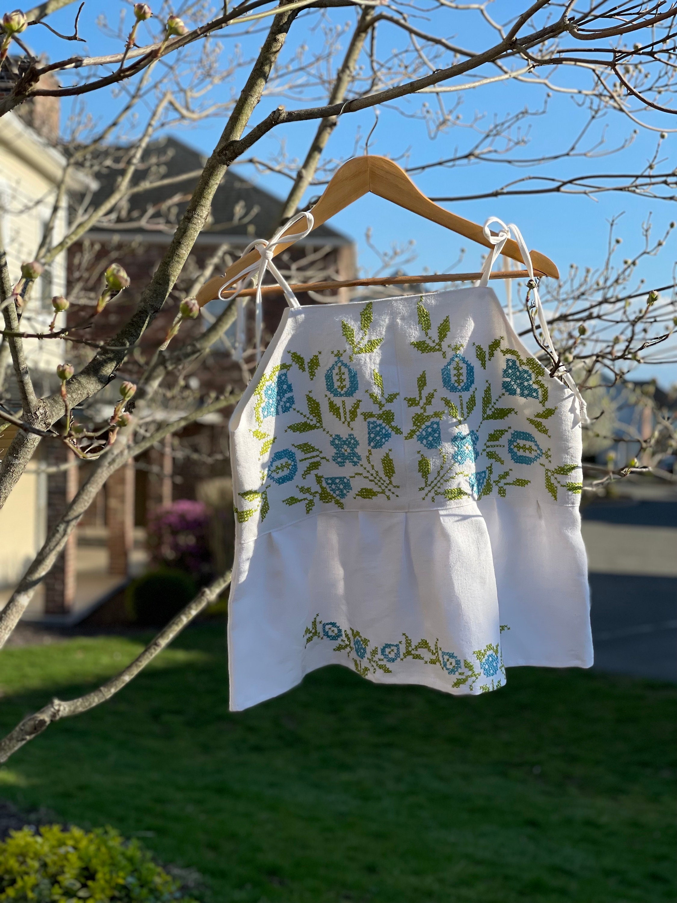 Embroidered White Top / Repurposed Linen Blouse / One off Top / Slow ...
