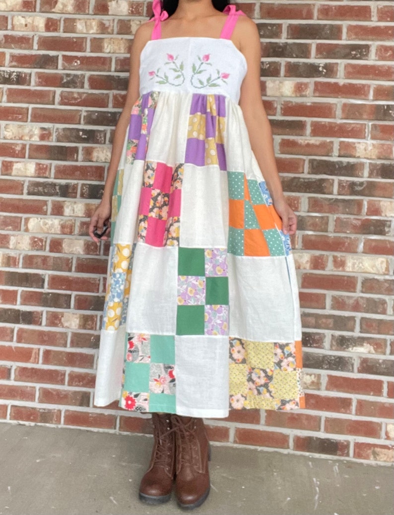 Patchwork Dress / Upcycled Quilt Top Dress / Repurposed Dress / XS to M / Slow Fashion / One of ...