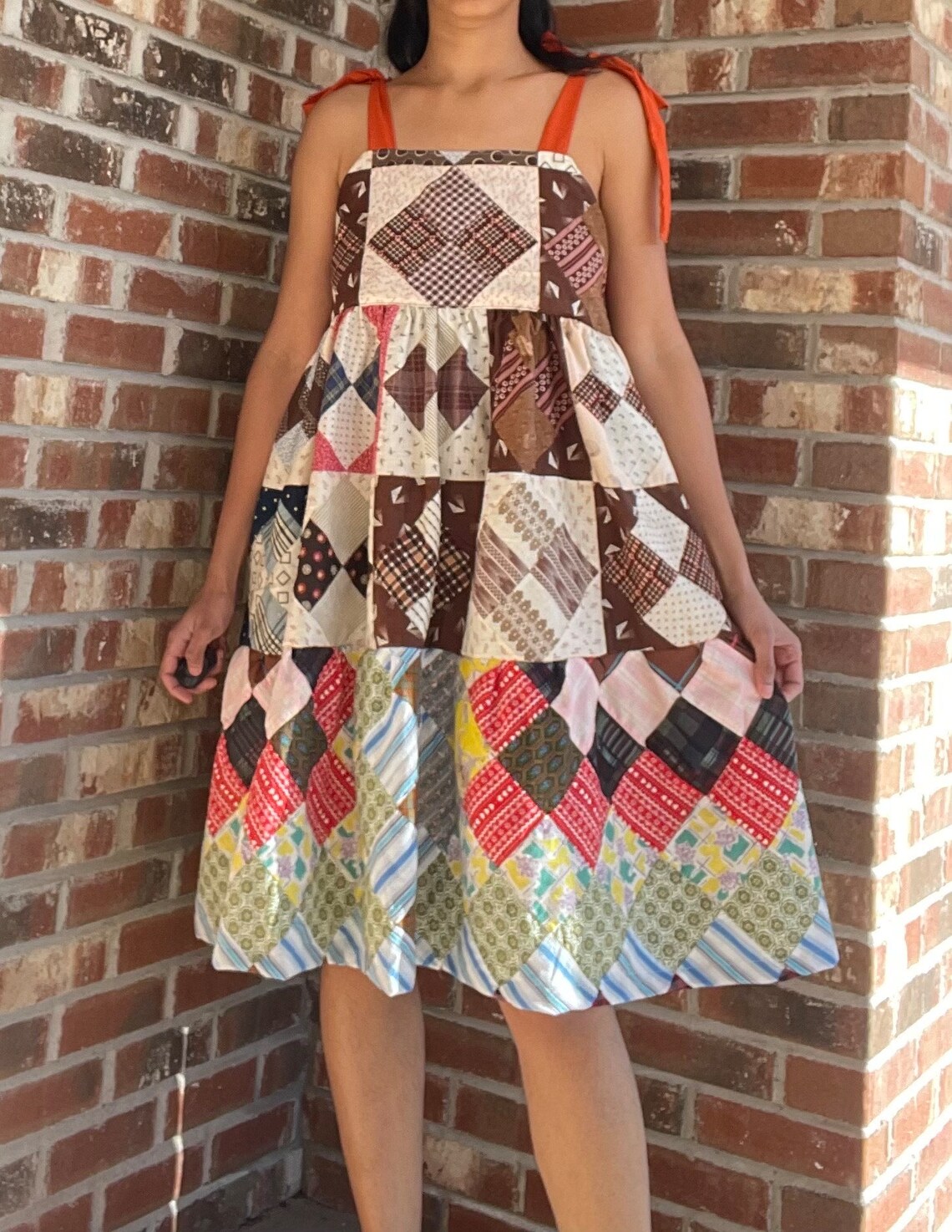 Patchwork Sundress / Halter Dress / Quilt Top Dress / Handmade Slow ...
