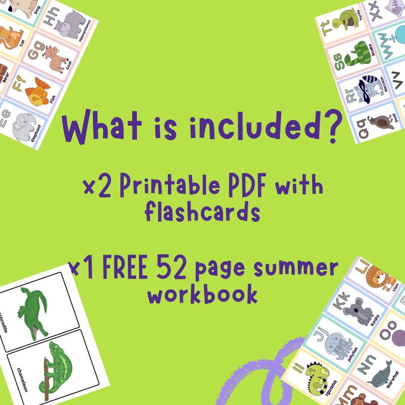 Animal Alphabet Flashcards – A-Z Printable Learning Cards for Kids ...