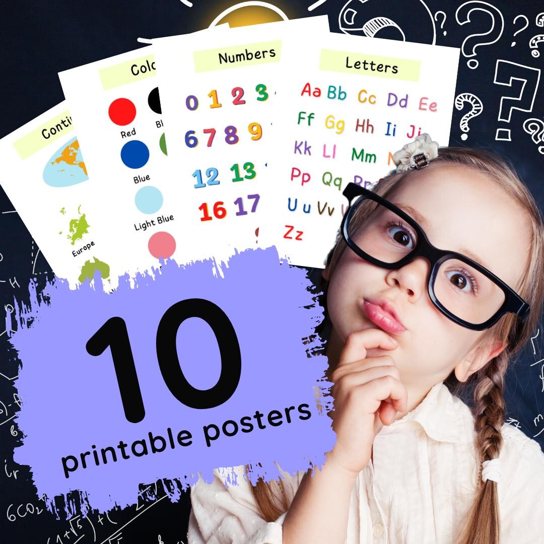 Educational Printable Posters – Alphabet, Numbers, Shapes, Colours ...