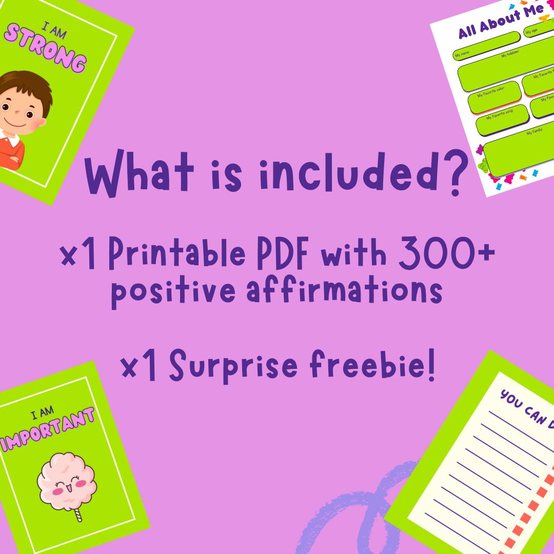 300 Positive Printable Affirmations for Kids – Uplifting & Encouraging ...