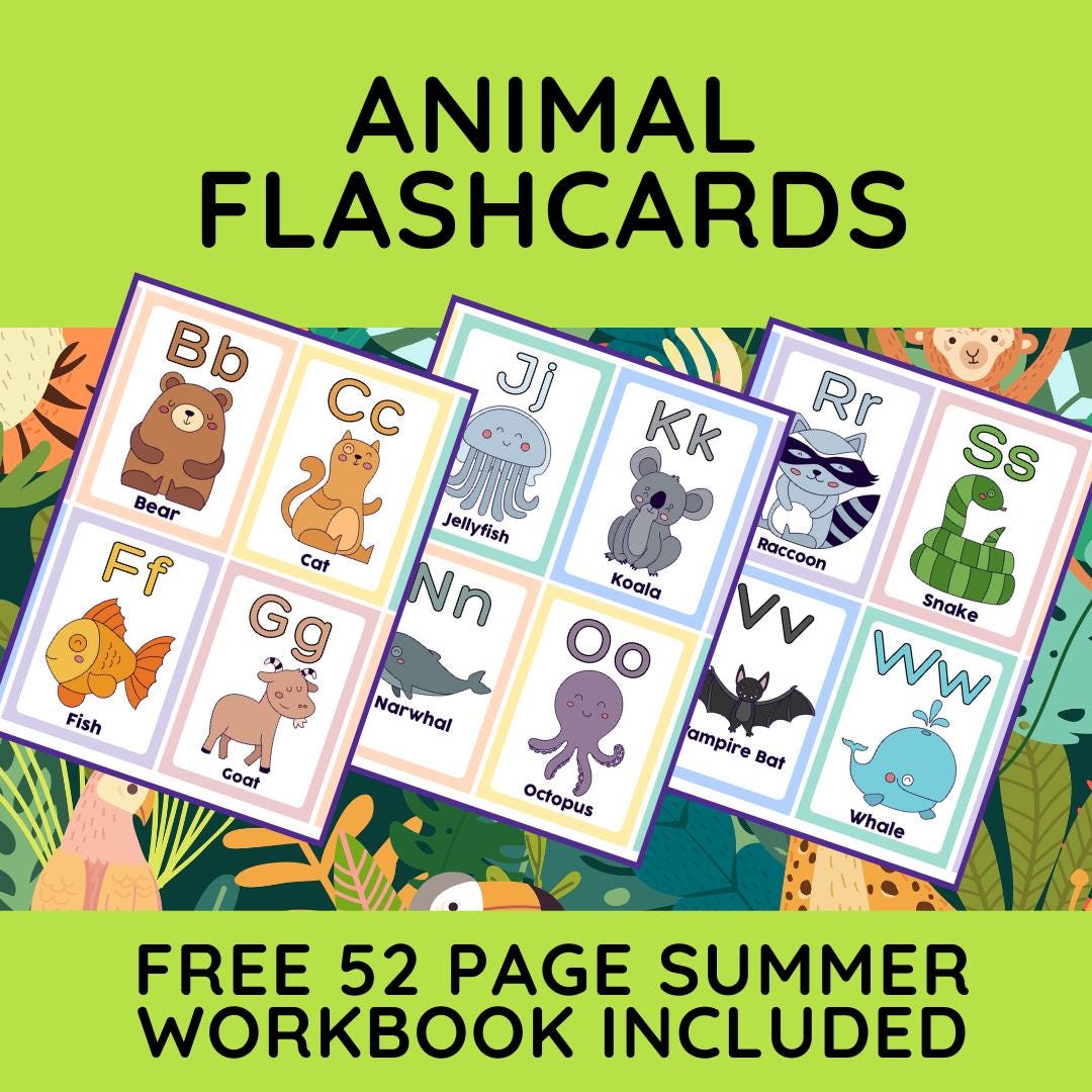 Animal Alphabet Flashcards – A-Z Printable Learning Cards for Kids ...