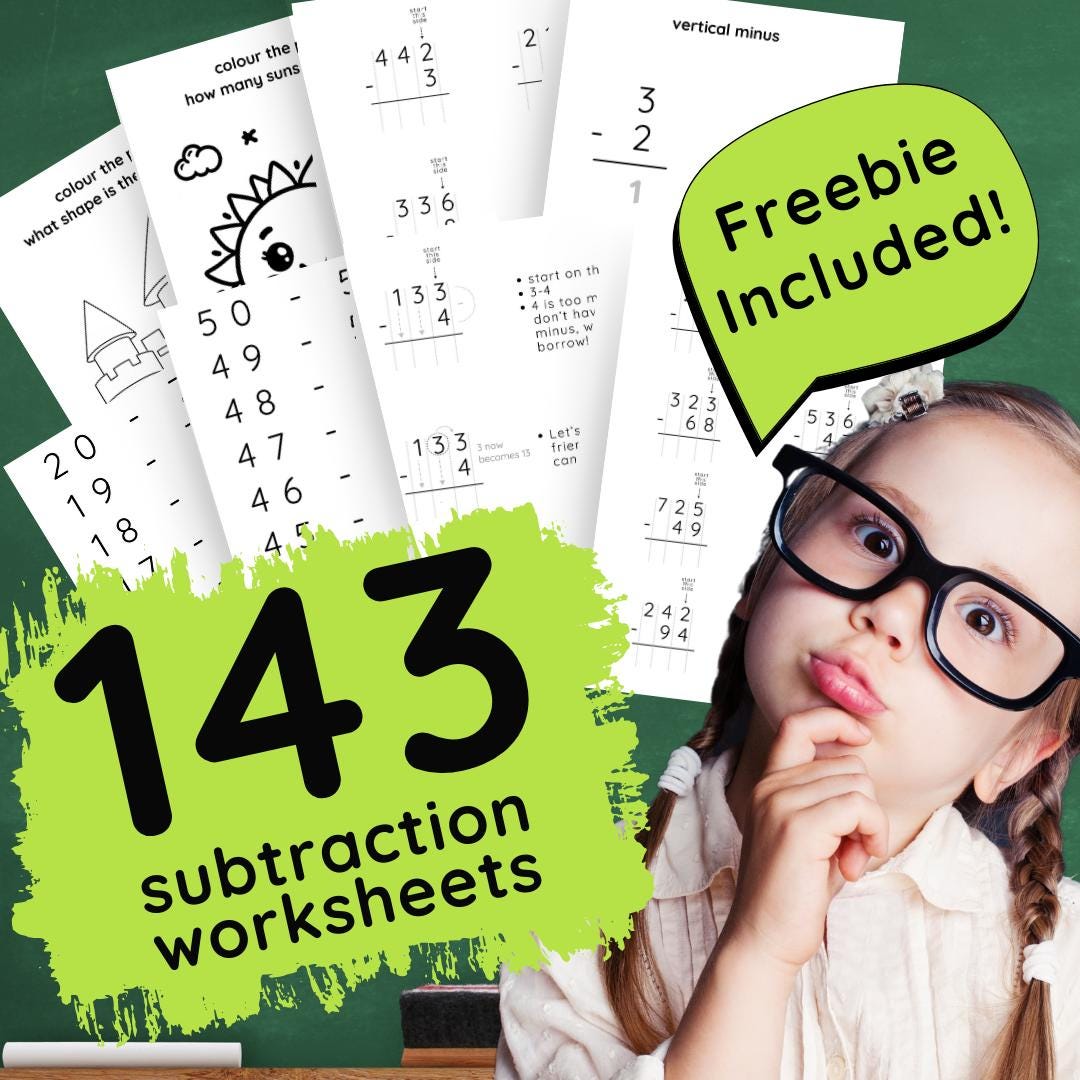 Subtraction Worksheets for Kids in Kindergarten and Primary School- Fun ...