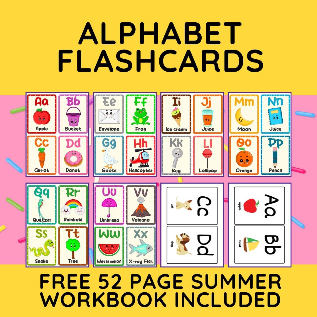 Alphabet Flashcards for Kids – Printable A-Z Learning Cards With Fun ...