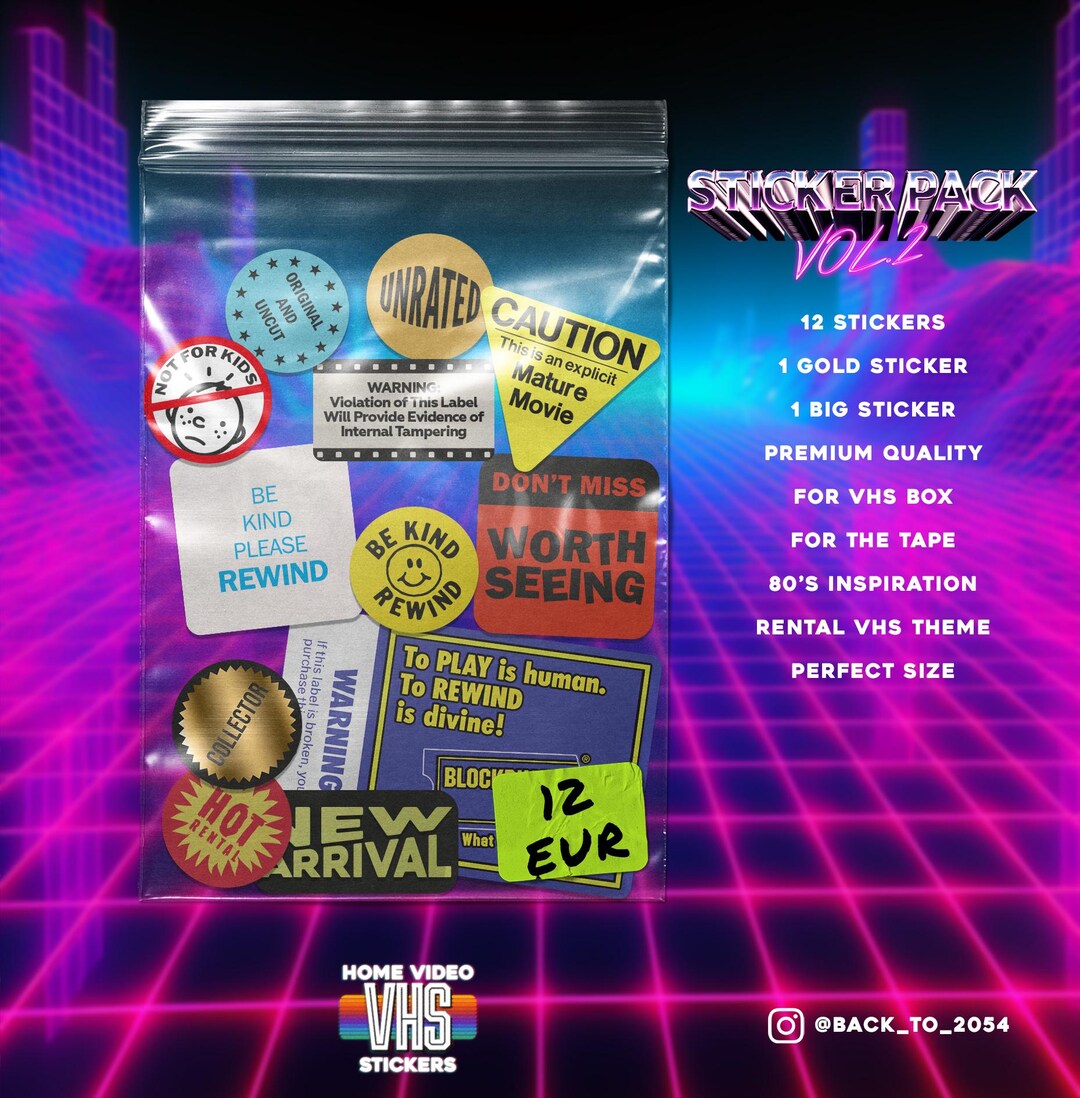 STICKER PACK VHS Vol.2 - Set of 12 Stickers - Etsy