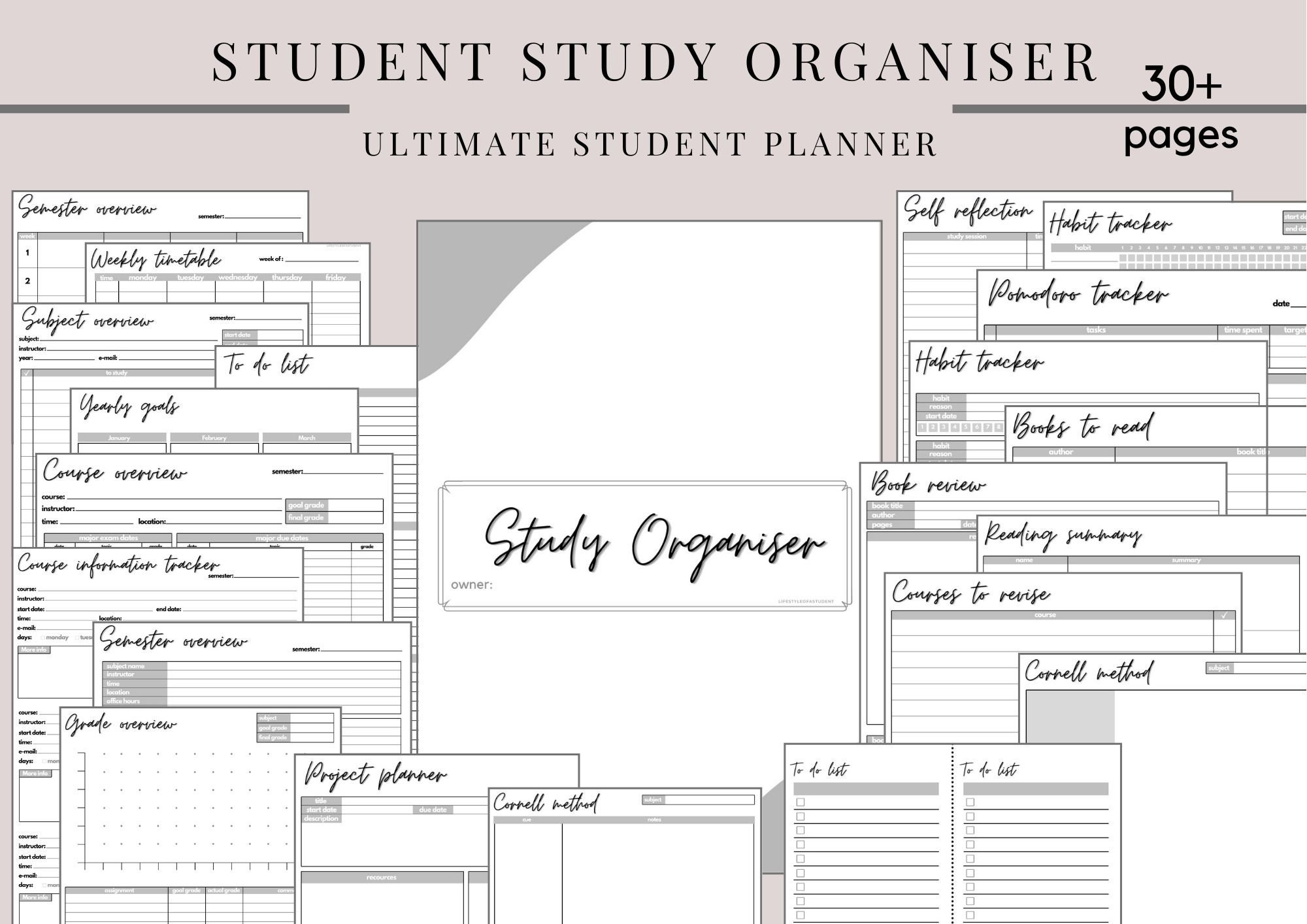 Student Study Organiser Study Planner Ultimate Study - Etsy