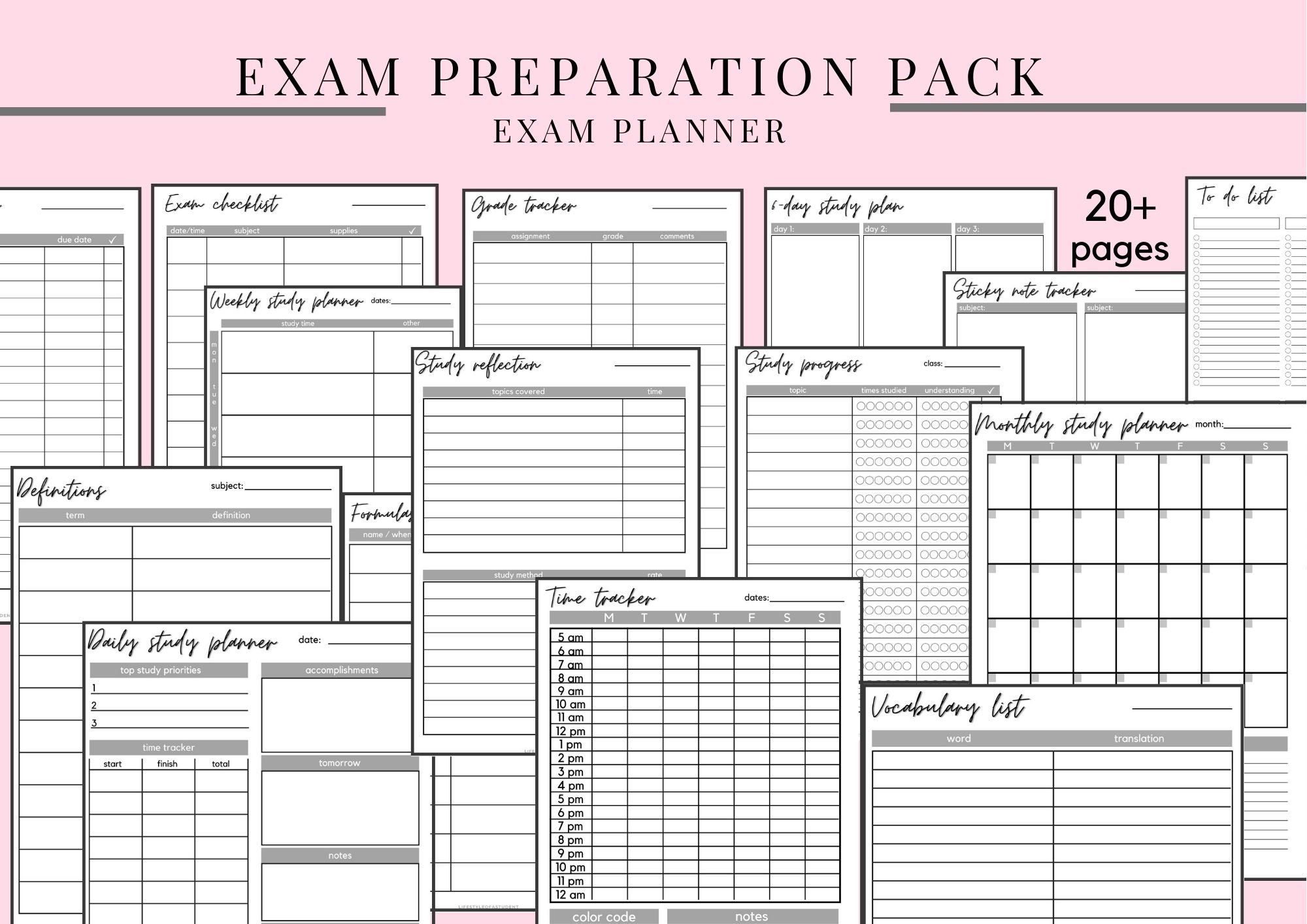 Exam Preparation Pack, Exam Planner, Exam Prep Kit, Exam Schedule, Exam ...